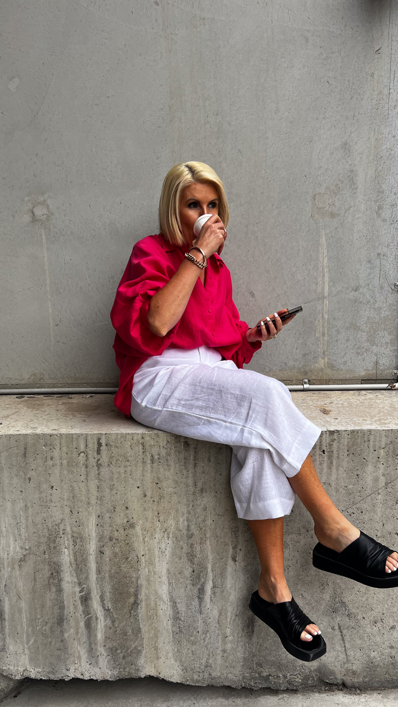 Morgan Linen Capri Pants - White – Cazinc The Label